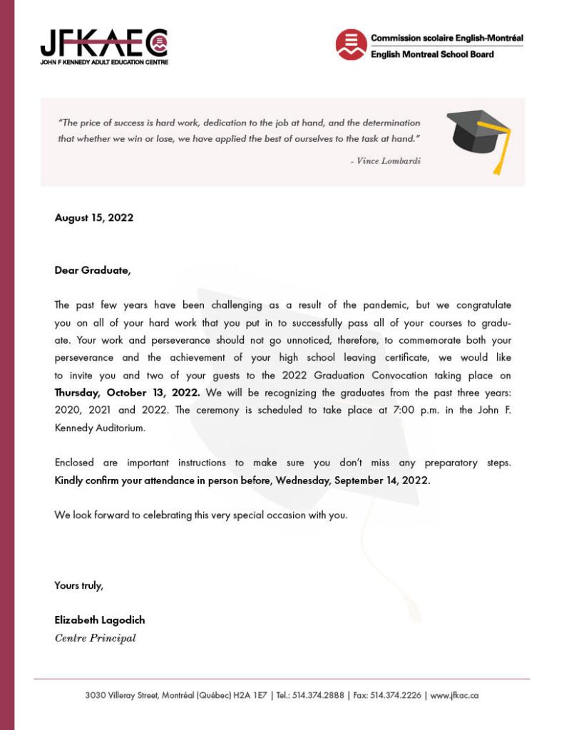 Graduation Ceremony 2022 - John F. Kennedy Adult Education Centre